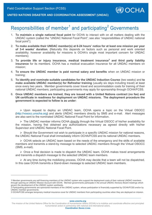 UNDAC Responsibilities of Government | PDF