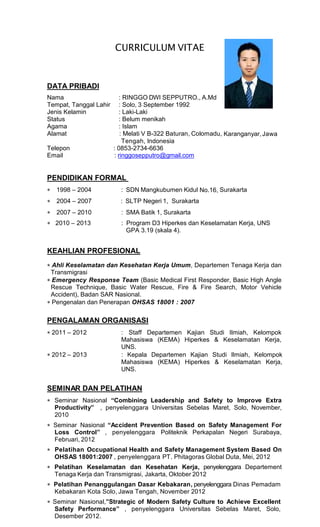 CV RINGGO DWI SEPPUTRO | PDF