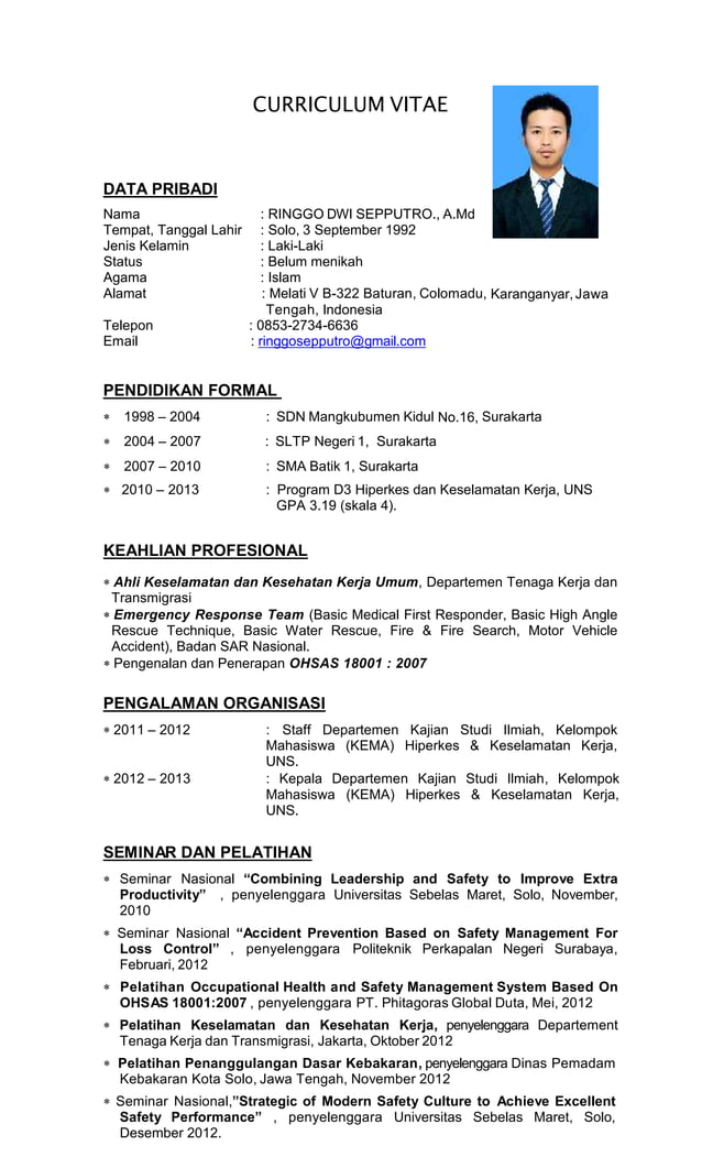 CV RINGGO DWI SEPPUTRO | PDF