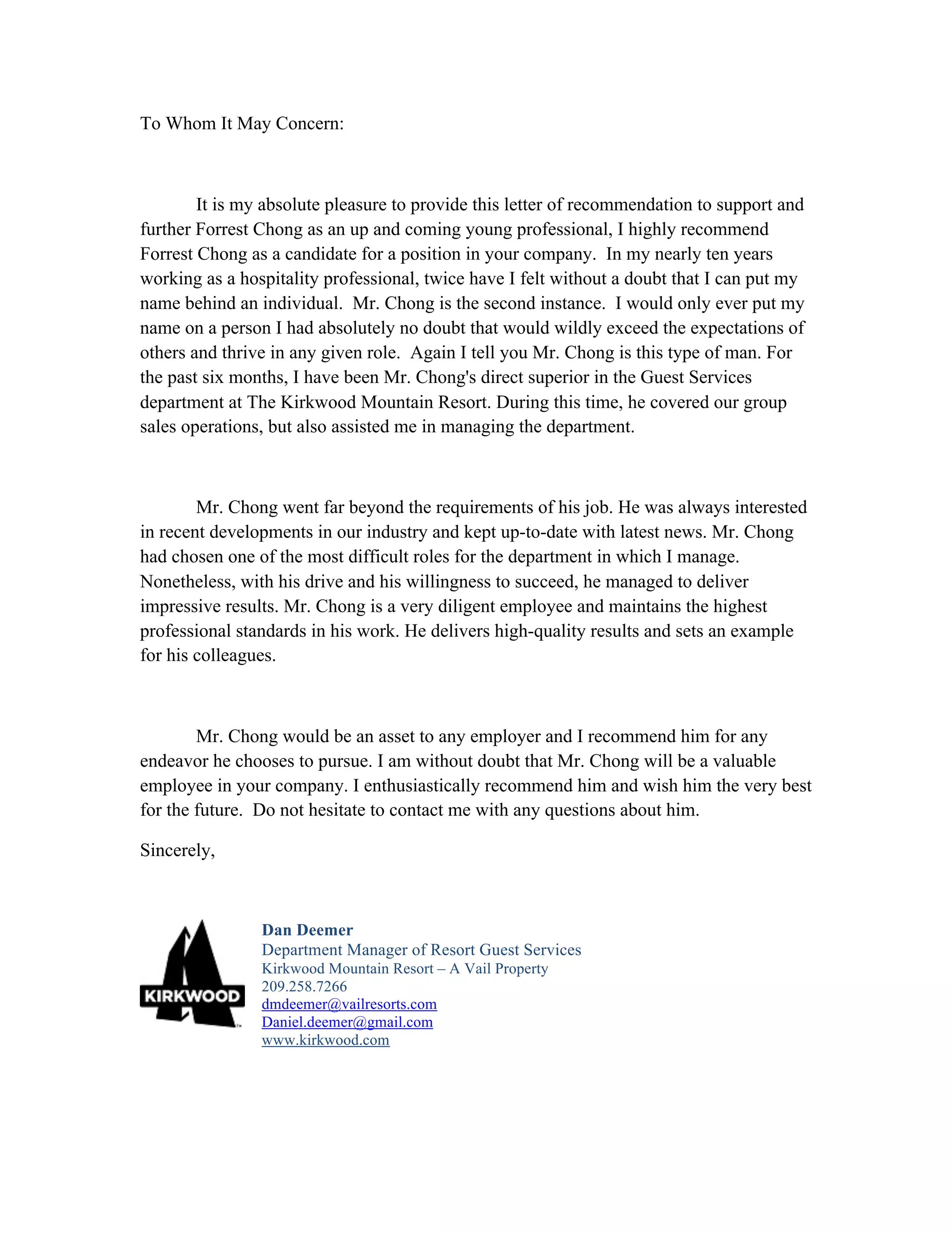 Letter of Recommendation | PDF