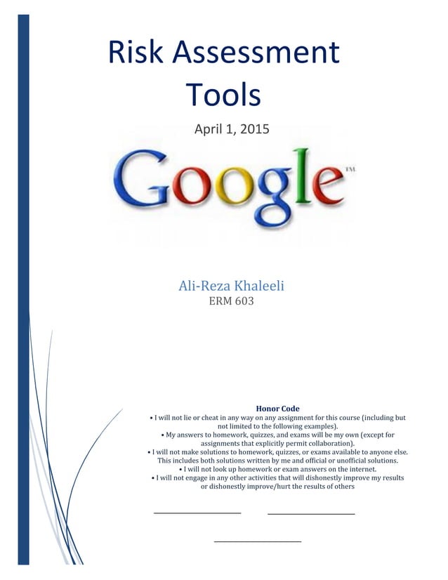 Google–Risk Assessment Tools | PDF