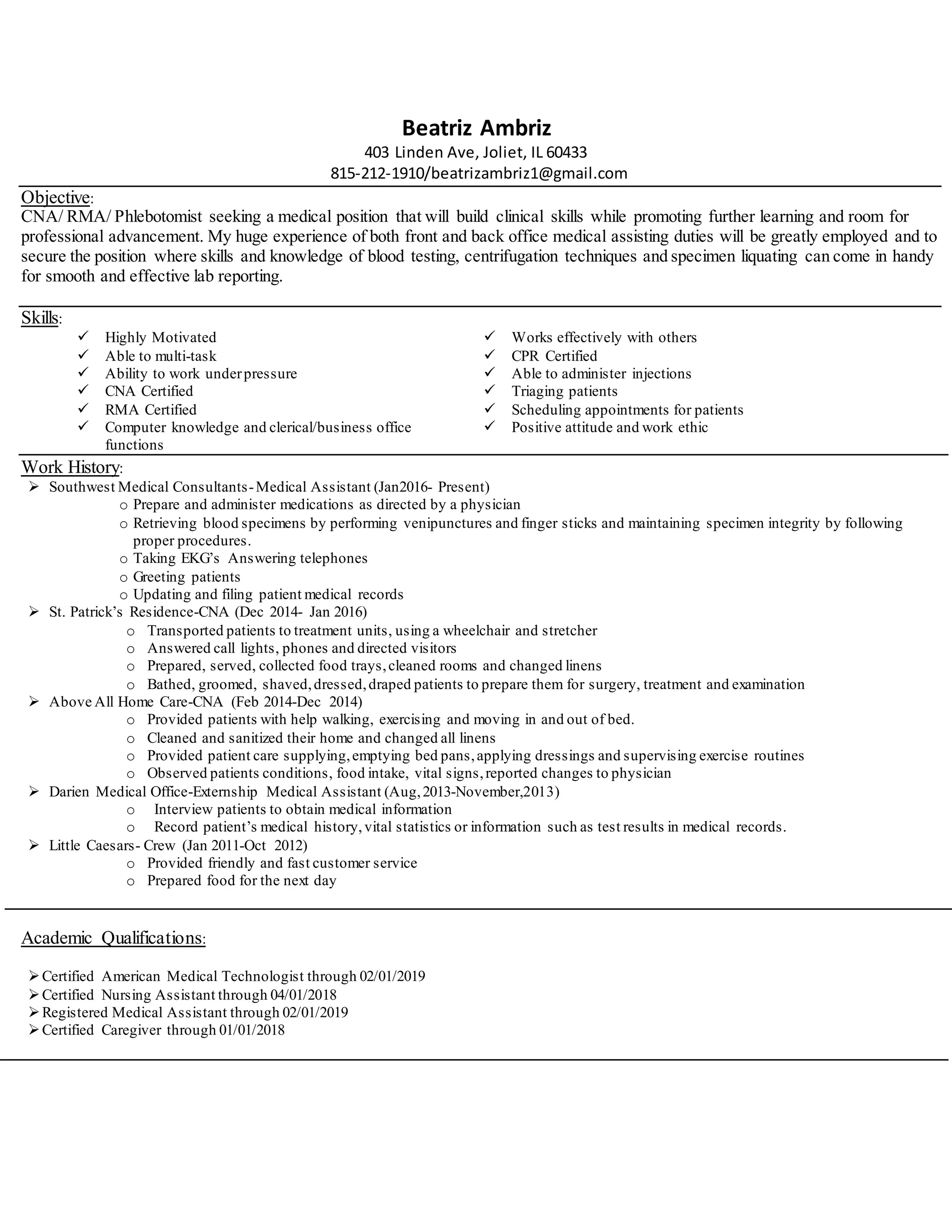 BA Resume 2017 | PDF