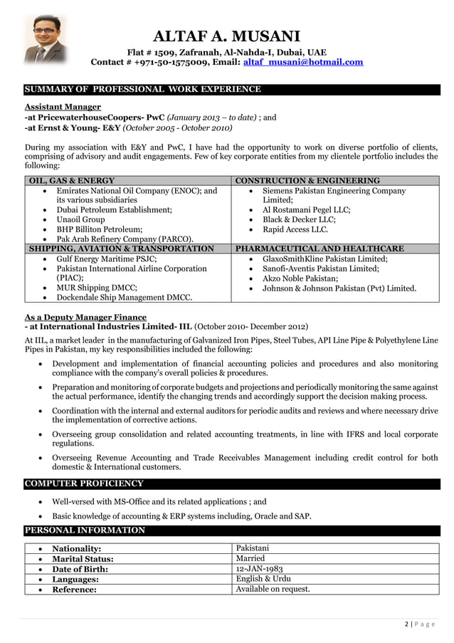 CV- Altaf A. Musani | PDF | Business Accounting & Finance | Business