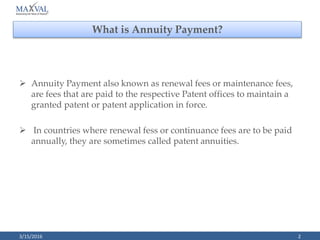Paralegal Training Patent Annuity Payment and Annuity Payer | PPT