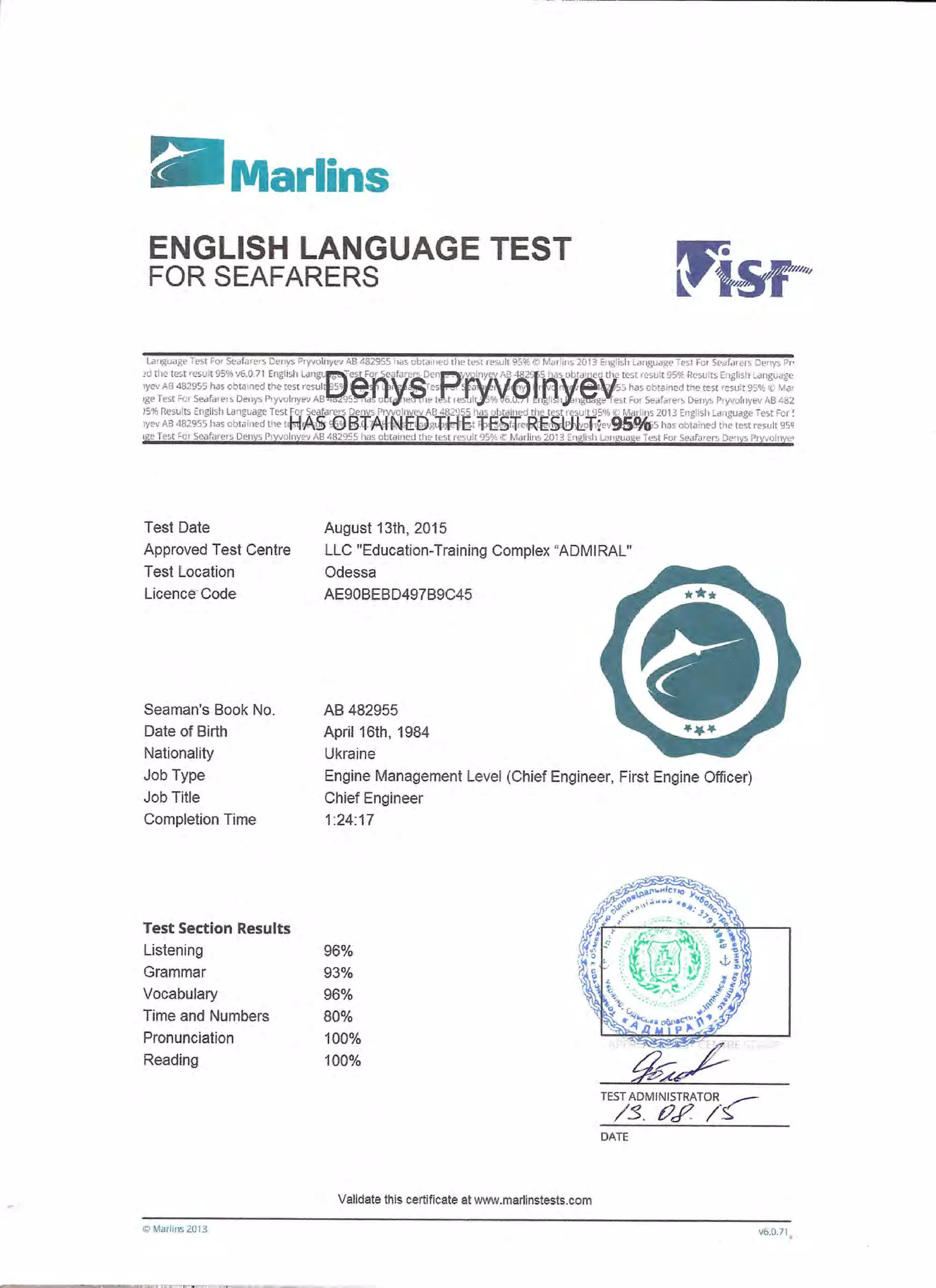 Marlins Test | PDF