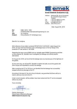 EMEK_Tapal Project Ack. Letter | PDF