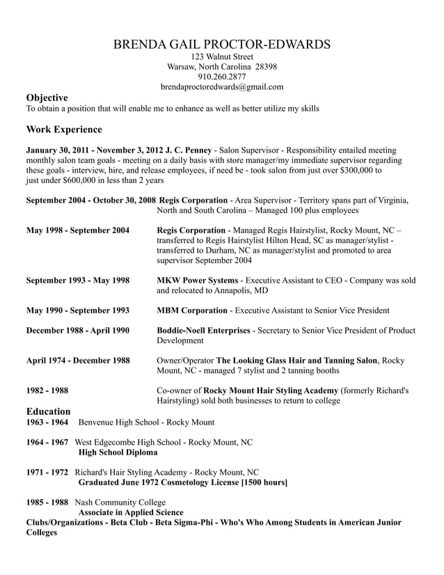 brenda's resume | RTF