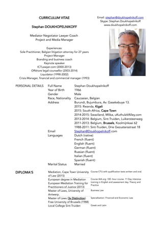 Stephan Doukhopelnikoff CV 2016 | PDF