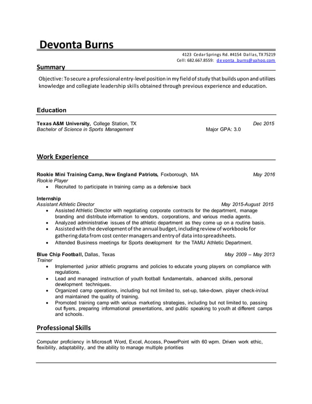 DevontaBurns_Resume2016 | DOCX