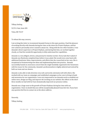 Letter of Rec. from Project Orphans | PDF