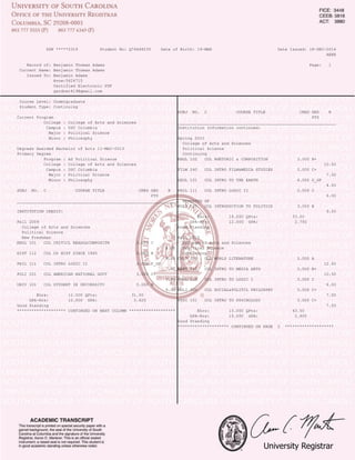 Benjamin Adams - USC Transcript | PDF