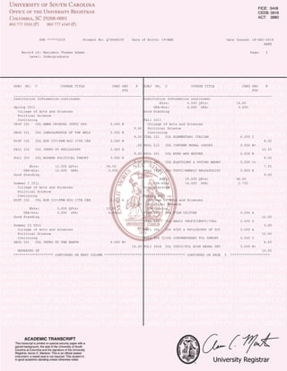 Benjamin Adams - USC Transcript | PDF