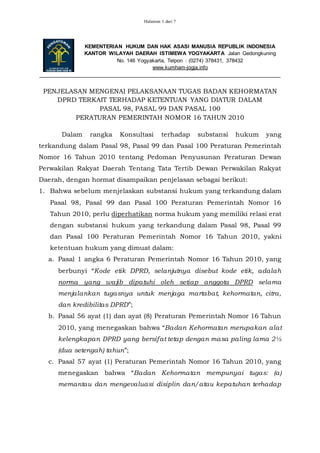 TUGAS BADAN KEHORMATAN DPRD | PDF