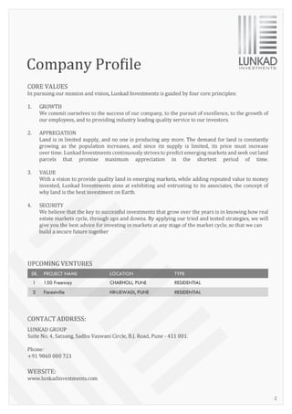 Lunkad Investments Profile | PDF