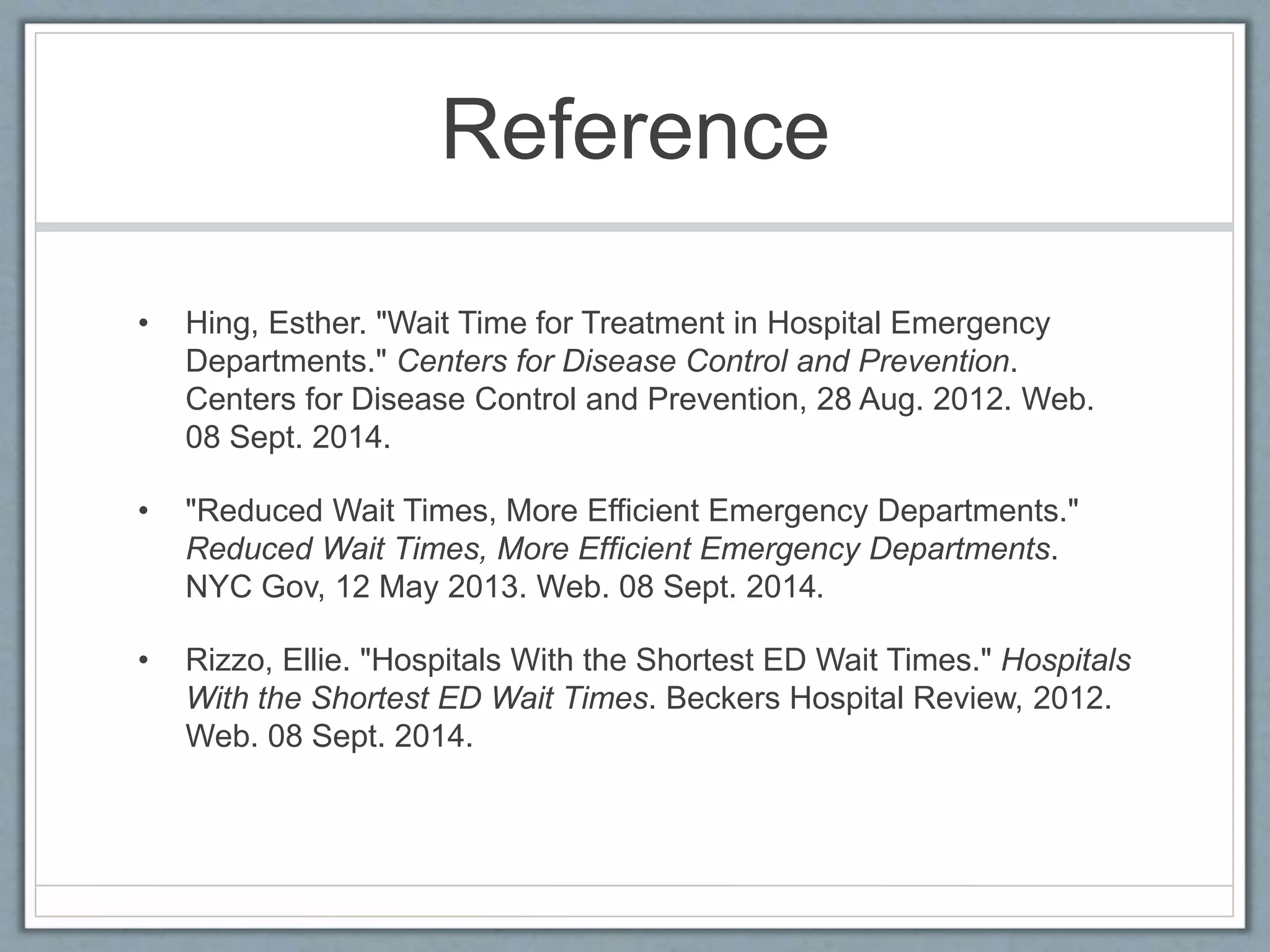Wait time for treatment in hospital ED | PPTX