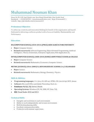 Nouman Khan CV | PDF