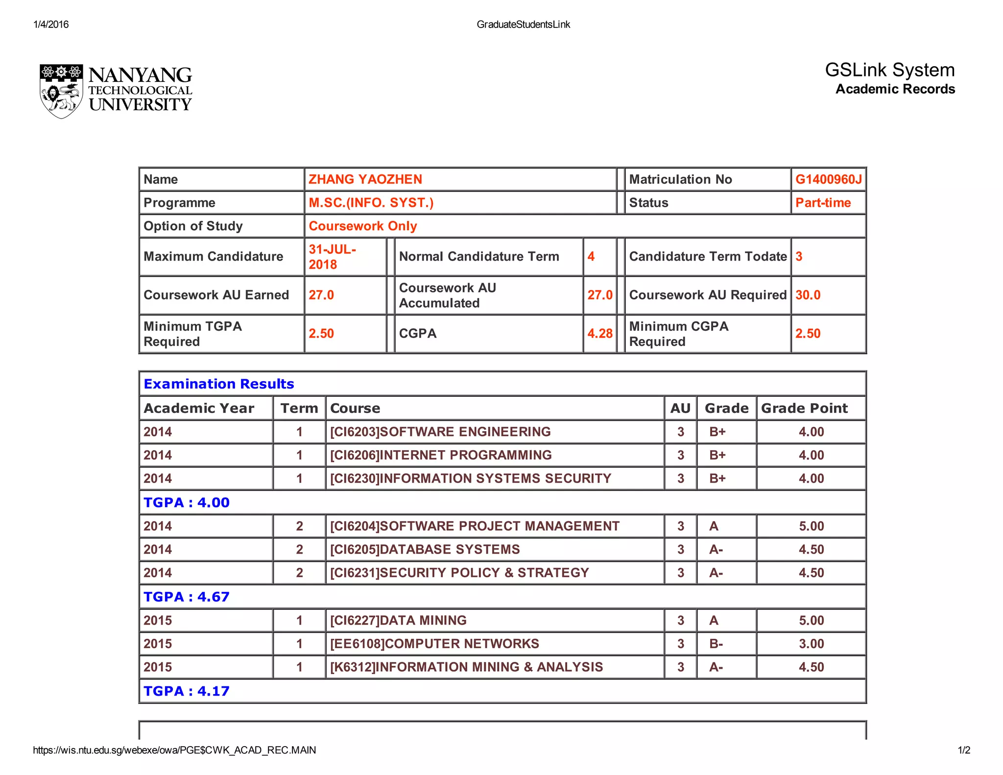 NTU_Transcripts | PDF