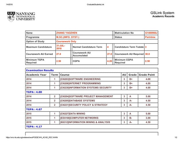 NTU_Transcripts | PDF