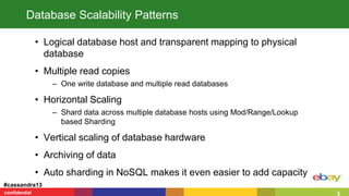 C* Summit 2013: Cassandra at eBay Scale by Feng Qu and Anurag Jambhekar | PPTX