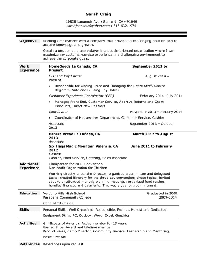 Sarah Craig Resume | PDF