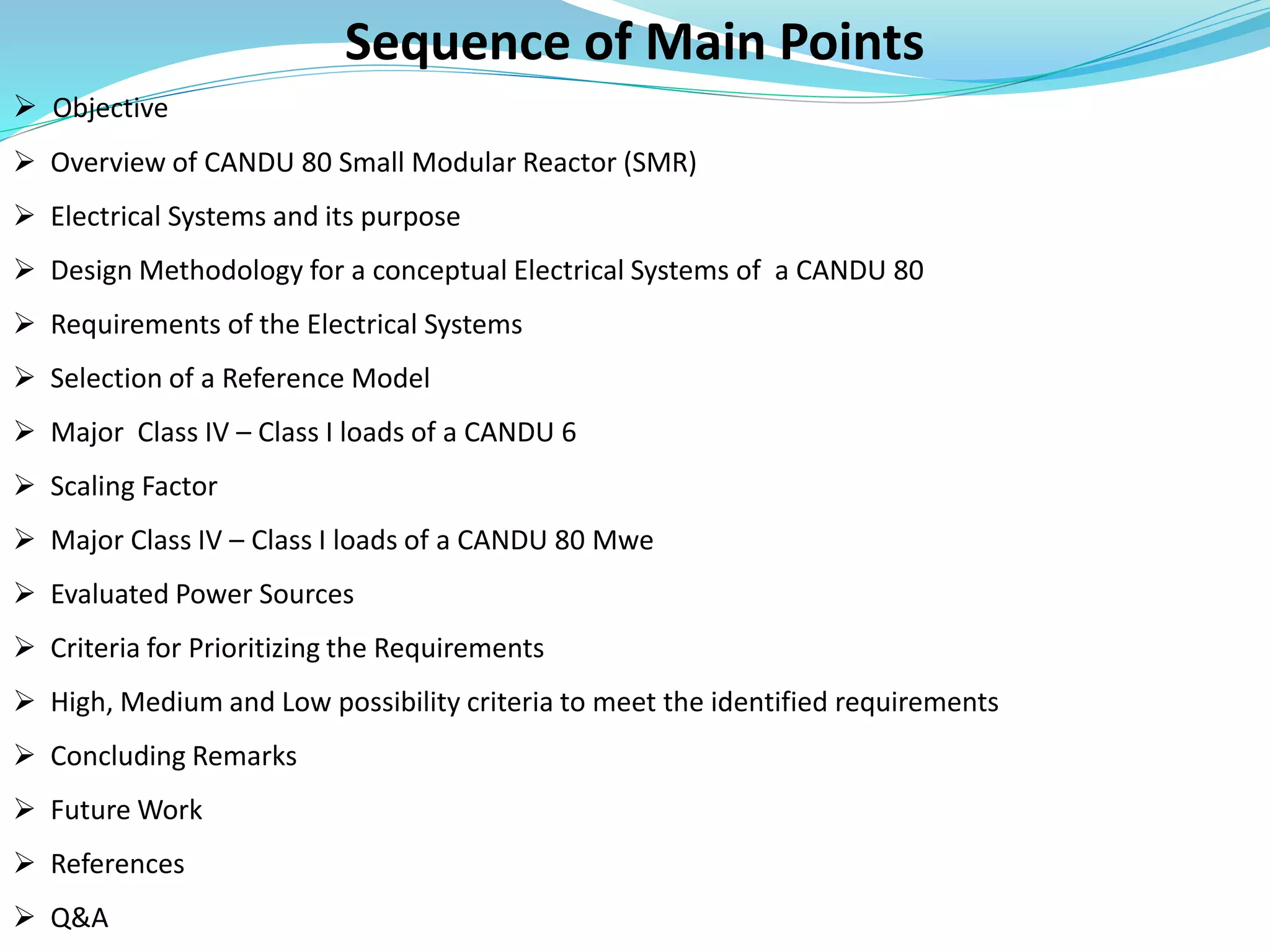 Conceptual Electrical Systems of a CANDU 80 Small Modular Reactor | PPTX