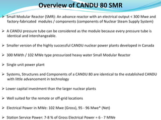 Conceptual Electrical Systems of a CANDU 80 Small Modular Reactor | PPTX