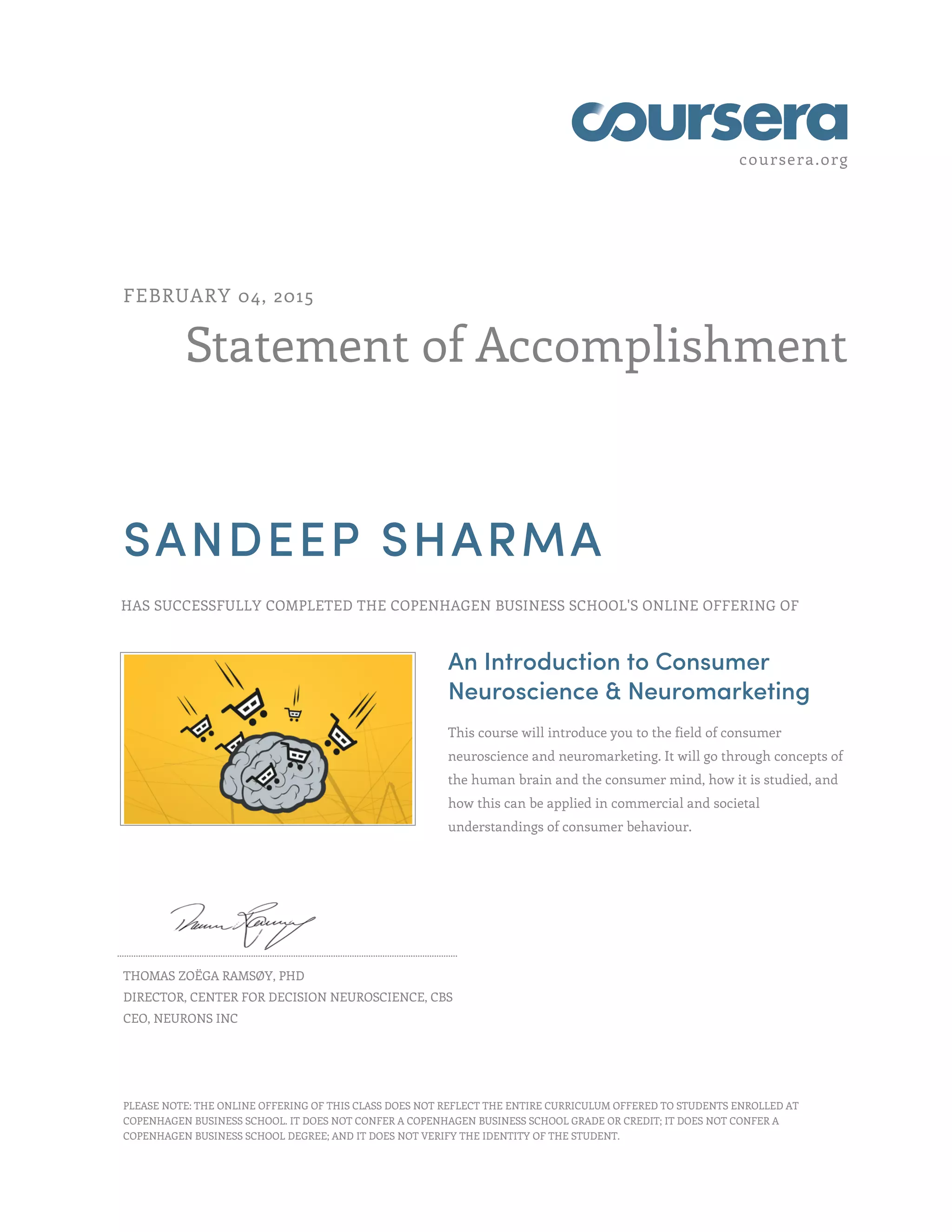 Consumer Neuroscience & Neuromarketing_Certificate | PDF | Business ...