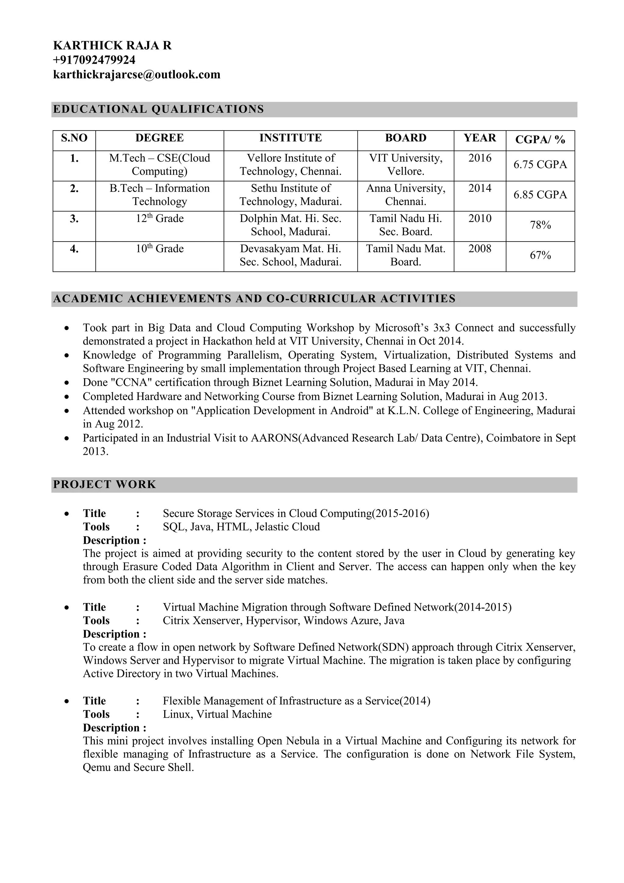 karthick raja-resume | PDF