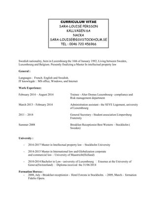 SaraLouisePersson-CV | PDF