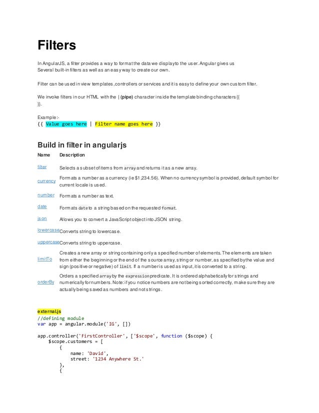 Filters In Angularjs