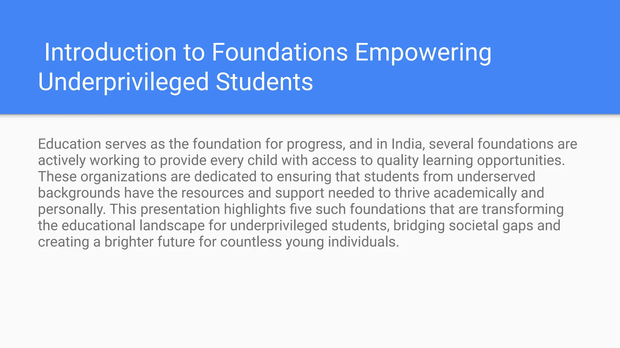 5 Foundations Transforming the Lives of Underprivileged Students in India.pdf | Non-Profit ...