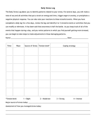 Daily stress log | PDF
