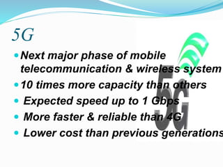 5G MOBILE TECHNOLOGY AND EVOLUTION OF MOBILE TECHNOLOGY | PPTX