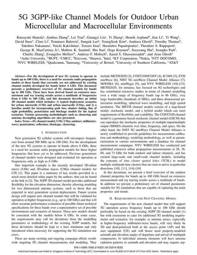 5G 3GPP-Like Channel Models for Outdoor Urban Microcellular and ...