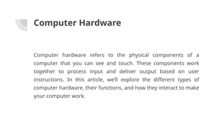 Computer History, Software, Hardware, Classification & Computer Input ...