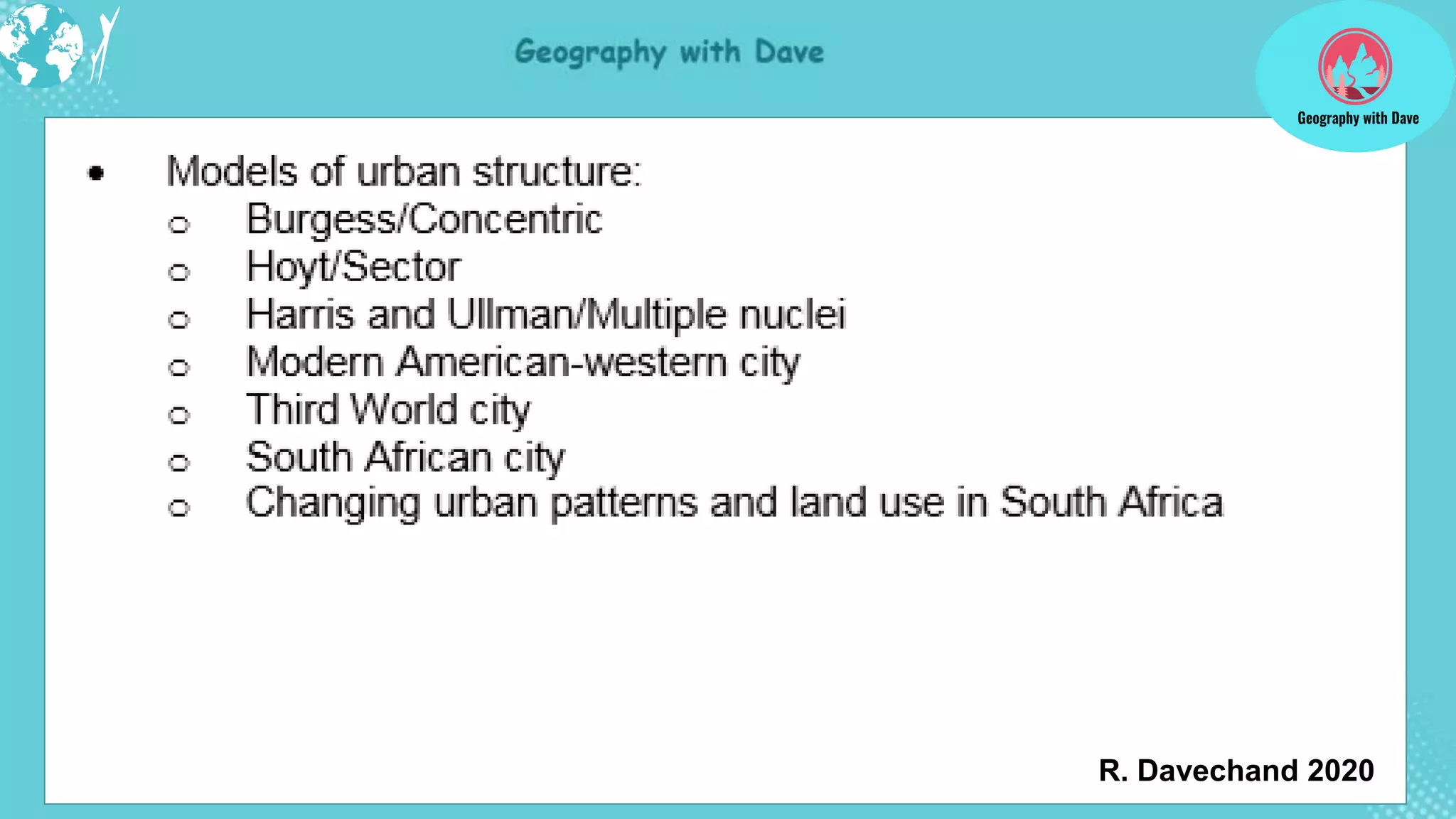 5 Geography Grade 12 Urban structure and patterns - Models of Urban ...