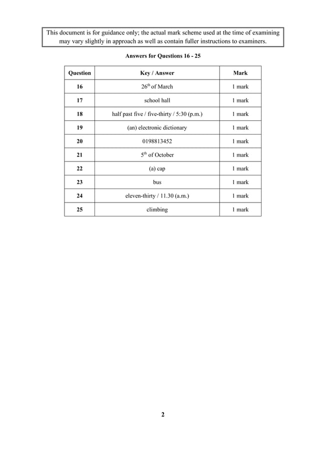 Pt3 listening sample test key | PDF | Educational Assessment | Education