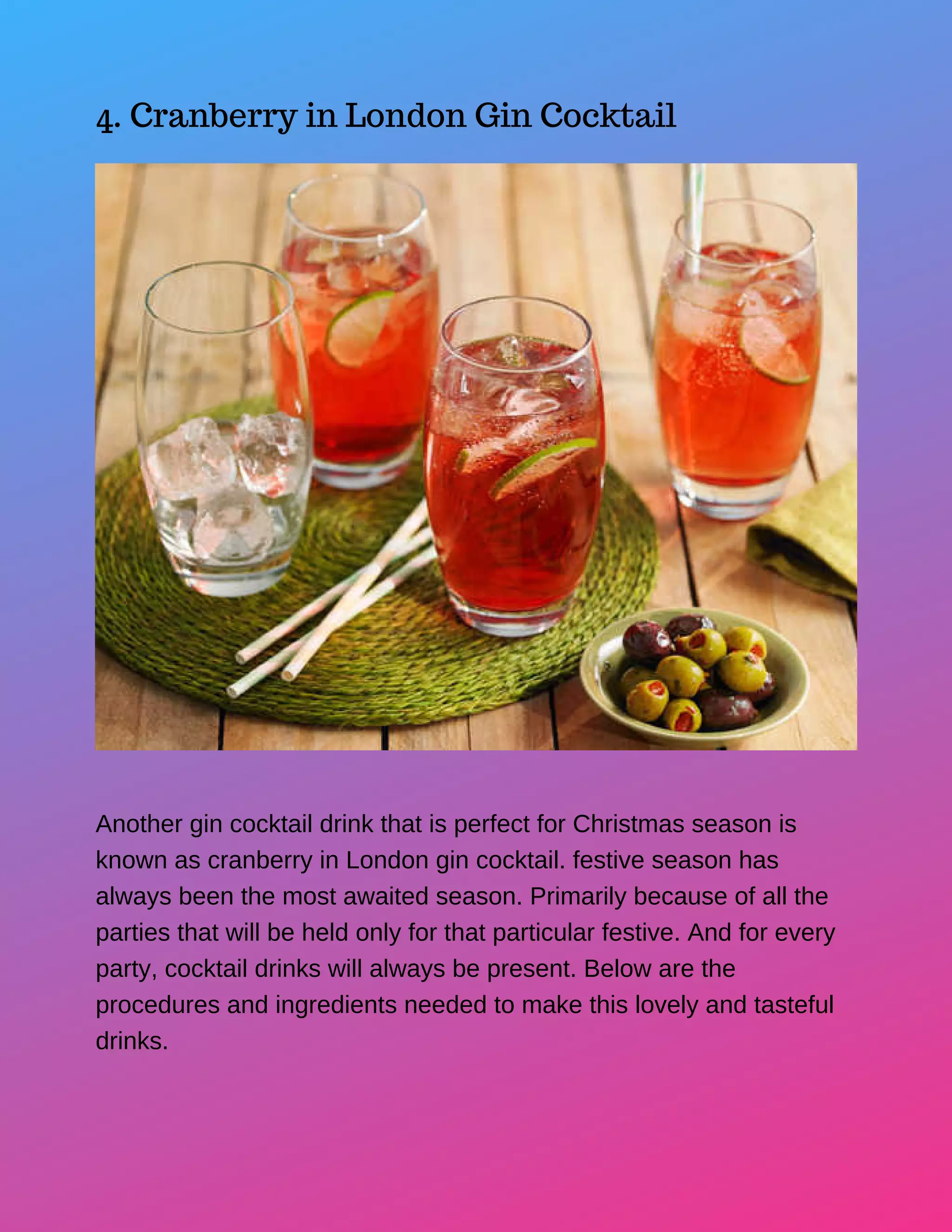 5 Gin Cocktail Combination Drinks | PDF | Alcoholic Beverages | Food ...