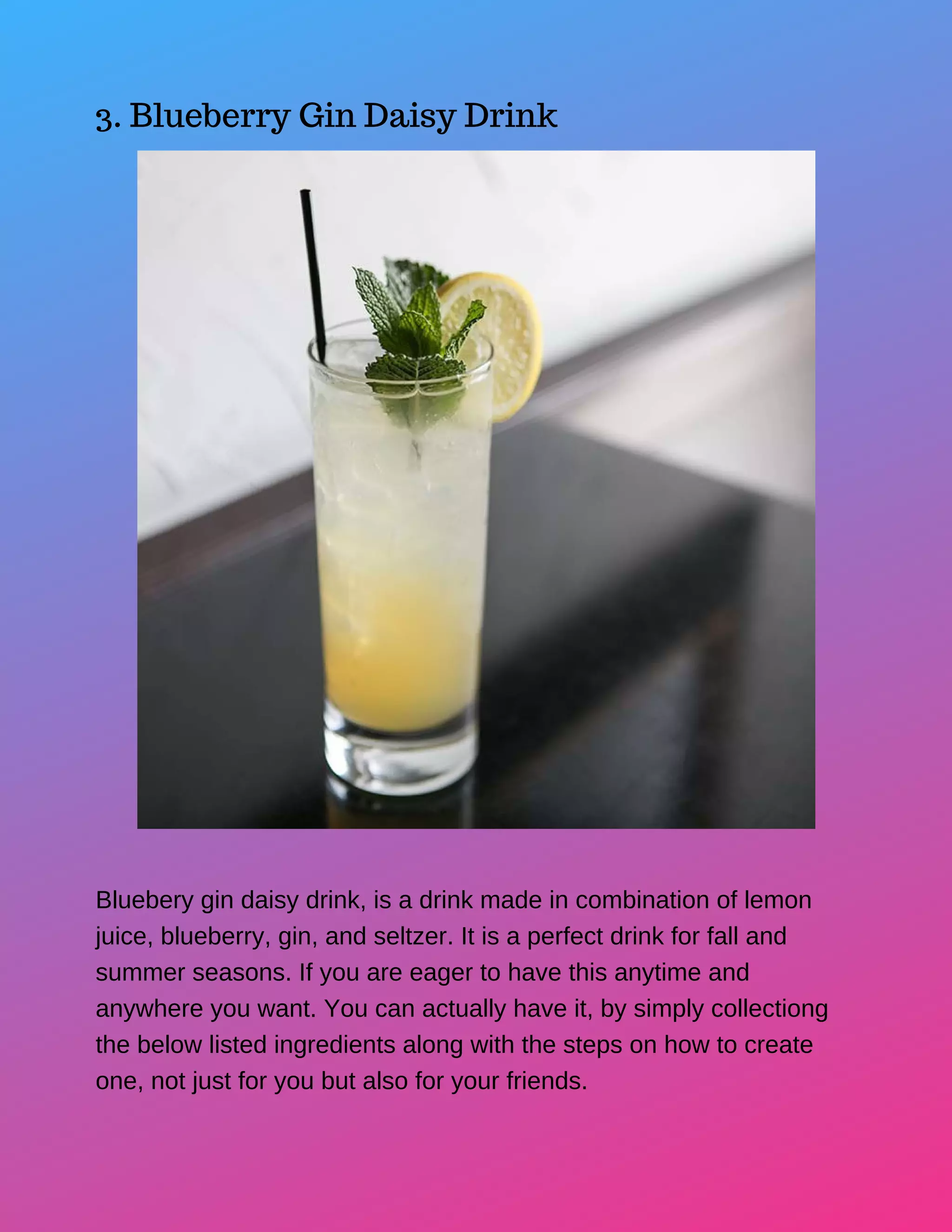 5 Gin Cocktail Combination Drinks | PDF | Alcoholic Beverages | Food ...