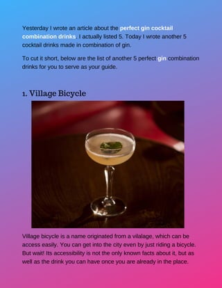 5 Gin Cocktail Combination Drinks | PDF