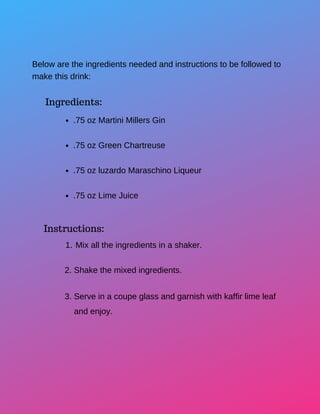 5 Gin Cocktail Combination Drinks | PDF | Alcoholic Beverages | Food ...