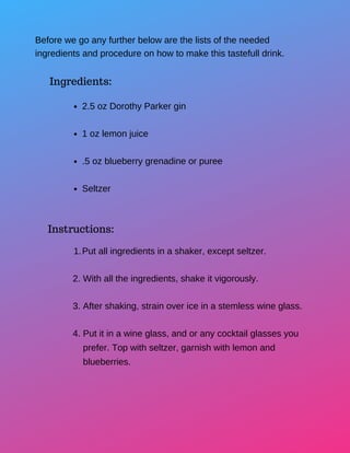 5 Gin Cocktail Combination Drinks | PDF | Alcoholic Beverages | Food ...