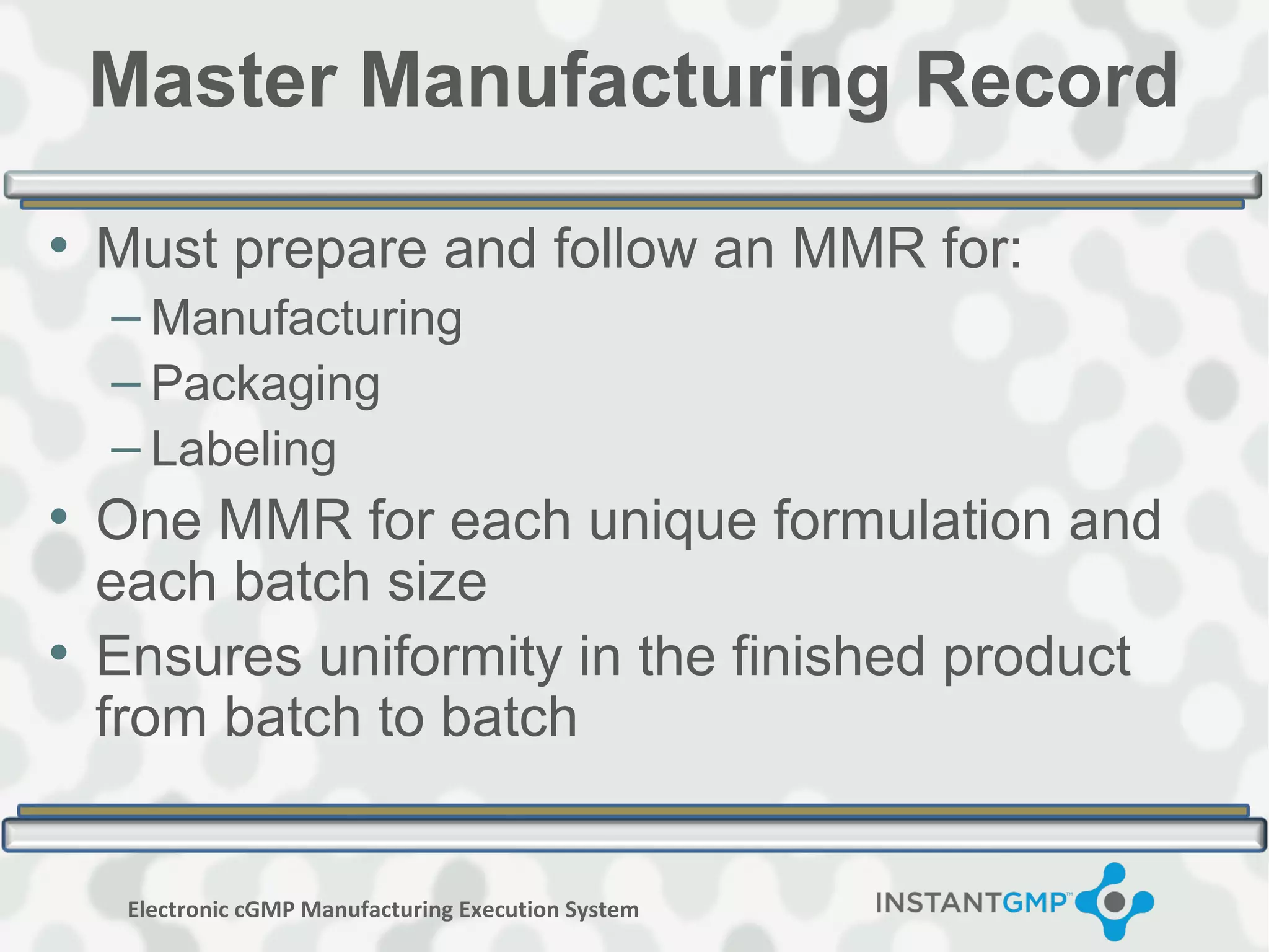 Instant GMP Compliance Series -Better Compliance through Master ...