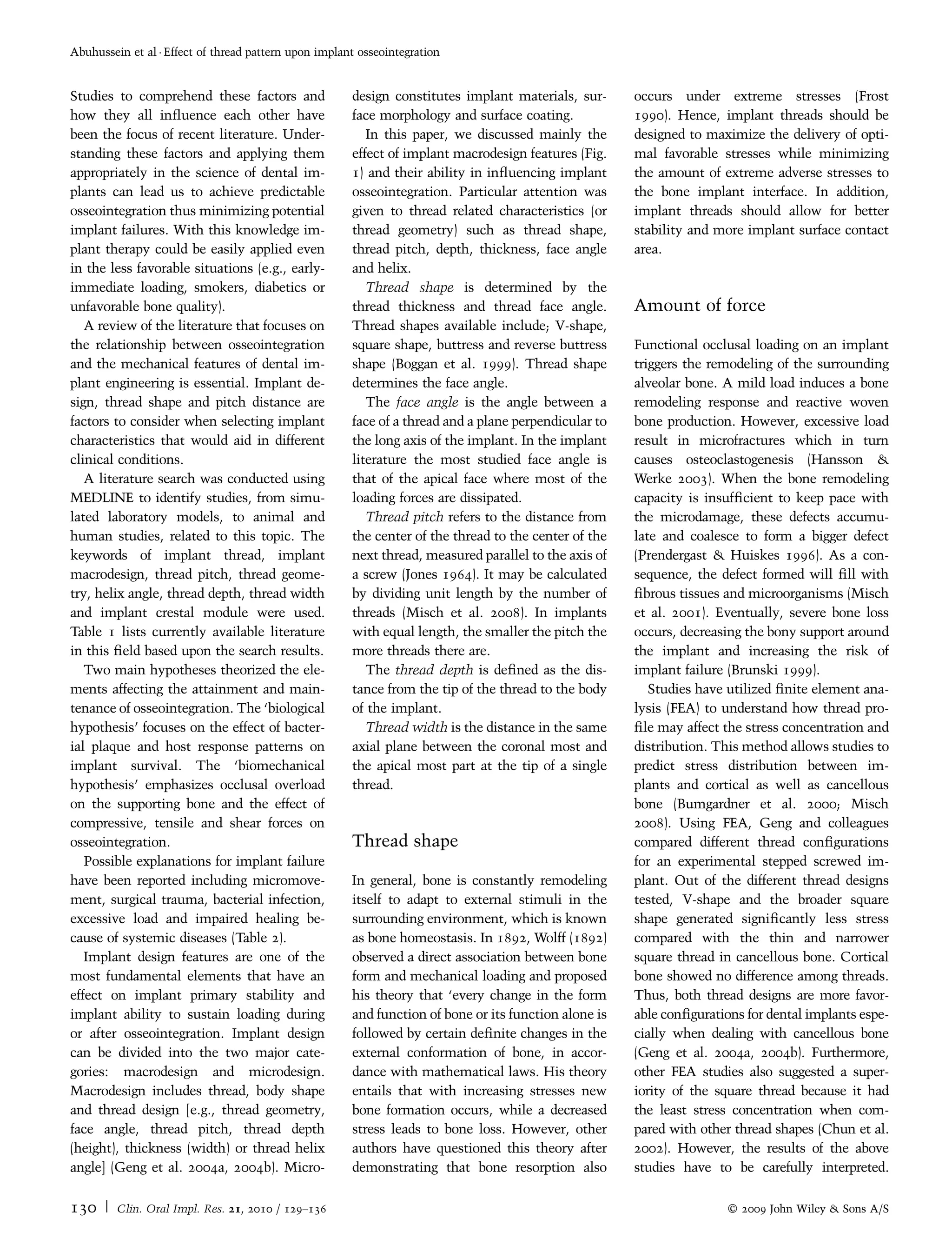 Effect of thread pattern upon osseointegration | PDF