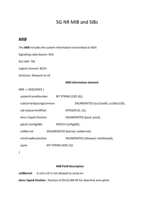 5G NR MIB and SIBs | PDF