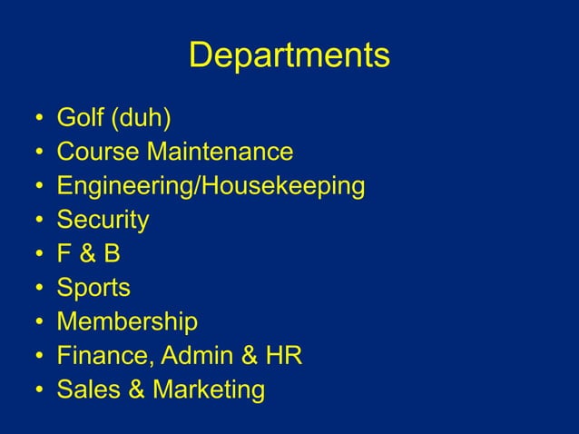 Golf club operations | PPTX