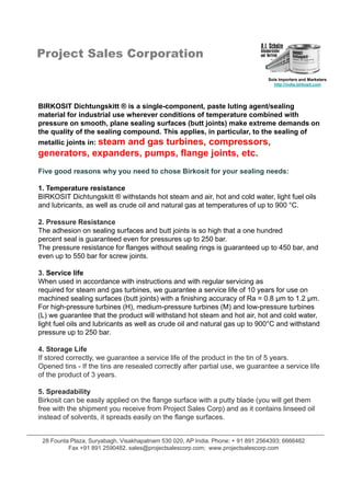 Five Good Reasons to Chose Birkosit for your Sealing needs ! | PDF