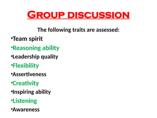 Group discussion implication in selection interview | PPTX