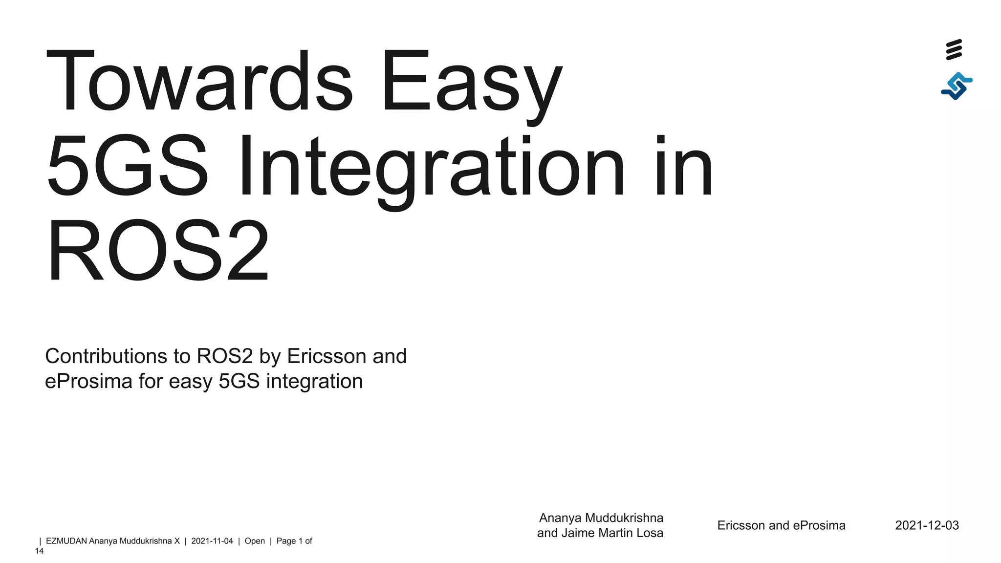 Towards Easy 5GS Integration in ROS2 - eProsima & Ericsson | PDF