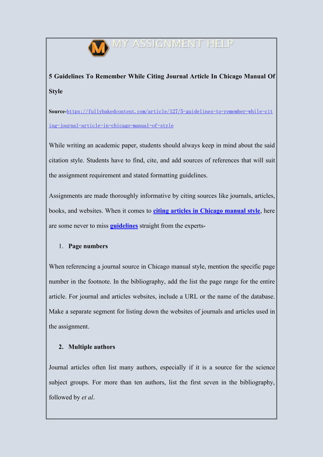 5 guidelines to remember while citing journal article in chicago manual ...